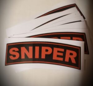 Sniper Tab (Red/Black) Sticker 3" x 1"